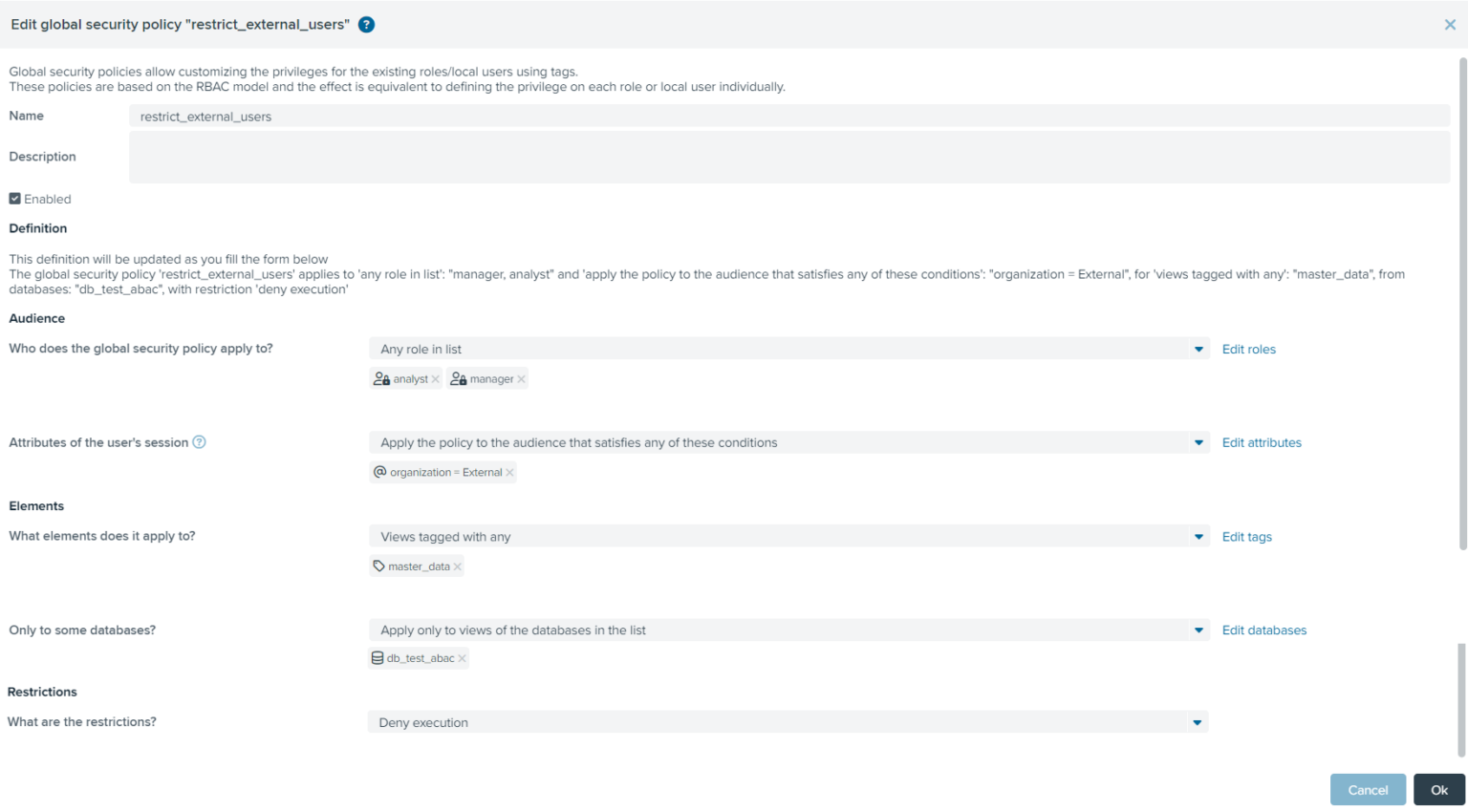 Attribute-Based Access Control and Global Security Policies in the ...